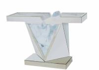 China Mirrored Surface Console Table with Marble Effect Special Glass - 120x37x78cm Entryway Table for sale