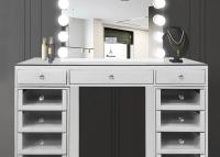 China JS-227 Hollywood Vanity Mirror Set with 15 LED Bulbs and 11 Storage Drawers in MDF and Glass for sale