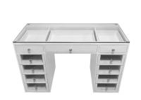 China JS-227 Hollywood Vanity Mirror Set with 15 LED Bulbs and 11 Storage Drawers in MDF and Glass for sale