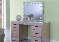 China Rose Gold Mirrored Vanity Table with Hollywood Mirror and Custom Size Options for sale