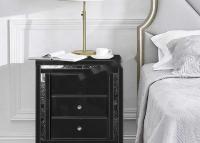 China Black Mirror Surface Bedside Table with Crushed Diamond Inlay and Three Spacious Drawers for sale
