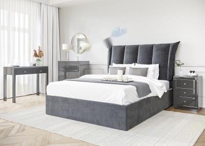 China Eva Grey Mirrored 3 Drawer Nightstand Bedside Table with Crystal Effect Handles for sale