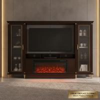 China Luxury Silver Mirror Finish Electric Fireplace TV Stand with MDF Construction and 59''X20''X35'' Size for sale