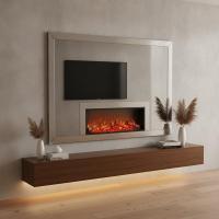 China Silver Mirror Finish Wall-Mounted Mirrored Fireplace with MDF Construction and Space-Saving Design for sale