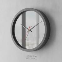 China Luxury Gray Mirror Glass Wall Clock with Silent Movement and Custom Size Available for Modern Décor for sale