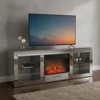 China Mirrored Design Electric Fireplace TV Stand with Crushed Diamond Accents and 1500W Heater for sale