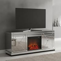 China Super White Mirrored Glass Electric Fireplace Stand Contemporary Mantle Structure for sale