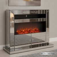 China Mirrored Fireplace TV Stand with Crushed Diamond Design and 2 Drawers - Electric Fireplace Entertainment Center for sale