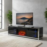 China JS-TV06 71-inch Super White Glass Electric Fireplace TV Stand with Modern Minimalist Design for sale