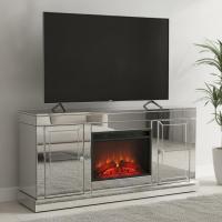 China Mirrored Design Electric Fireplace TV Stand with Crushed Diamond Accents and 1500W Heater for sale