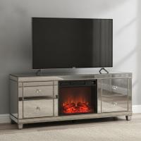 China Noralie Mirrored 2-Drawer Electric Fireplace TV Stand with 150X40X66CM Size for sale