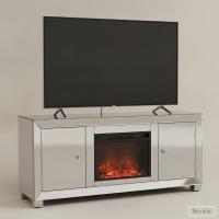 China Noralie Mirrored Design Electric Fireplace TV Stand with Contemporary Mantle Structure for sale