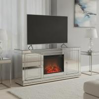China Noralie Mirrored Design Electric Fireplace TV Stand with 1500W Heater and Remote Control for sale