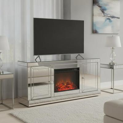 China Noralie Mirrored Design Electric Fireplace TV Stand with 1500W Heater and Remote Control for sale