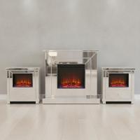China LED Mirrored Electric Fireplace TV Stand with Crushed Diamond Accents and Electric Fireplace Function for sale