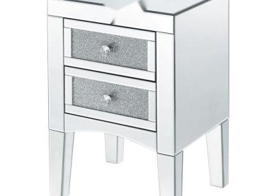 China Nowles Mirrored Nightstand with Crushed Diamond Detailing and 145X35X59.5CM Dimensions for sale