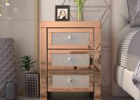 China Golden Finish Nightstand with 3 Drawer Design and MDF+Mirror Material for Bedroom Furniture for sale