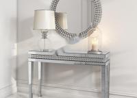 China Narrow Mirrored Console Table with Diamond Gems and MDF Construction for sale