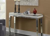 China Mirrored Surface Side Table with White Glass and 1 Drawer Compact Vanity Table for sale