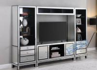 China Mirrored Finish TV Stand with Adjustable Glass Shelves and Touch Lighting Media Tower for sale