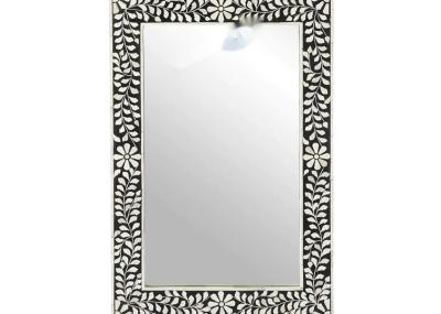 China Bone Inlay Black and White Decorative Wall Mirror 90x60cm for sale