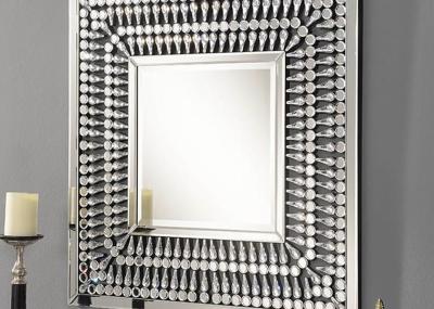 China Crystal Mirrored Square Shape Decorative Mirror for Wall Decor for sale