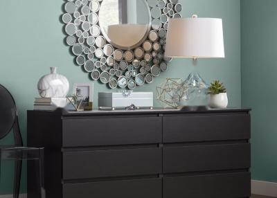 China JZ1008 Beveled Round Wall Mirror with Plated Metal Frame - 100x100x1.5cm Decorative Mirror for sale