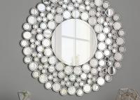 China JZ1008 Beveled Round Wall Mirror with Plated Metal Frame - 100x100x1.5cm Decorative Mirror for sale