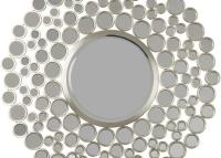 China JZ1008 Beveled Round Wall Mirror with Plated Metal Frame - 100x100x1.5cm Decorative Mirror for sale