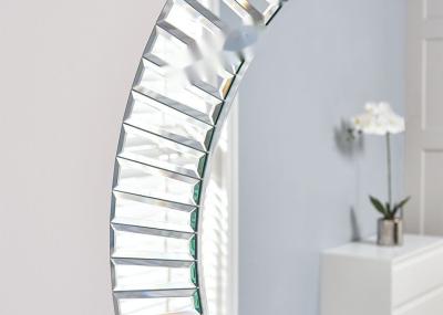 China Round Bevelled Silver Decorative Mirror 100X100X2CM Wall Mirror for sale