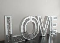 China 17-Inch Crushed Crystal Silver Love Mirror with MDF Material for Home Decor for sale
