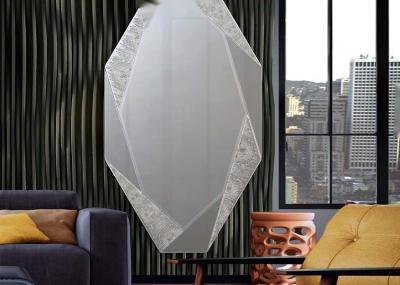 China Beveled Decorative Mirror Panels For Walls Silver Leaf Graphics On Black Lacquered MDF Back for sale