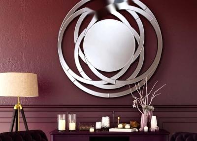China Bevelled Central 80X80X2CM Decorative Wall Mirrors With Black MDF Back for sale