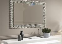 China Rectangle Shape Wall Mirror with Silver Diamond Gems - 1120X80X4CM Decorative Mirror for sale