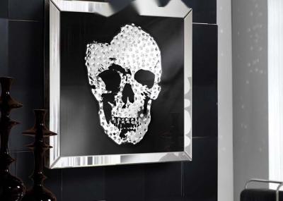 China Bevelled Edge Decorative Mirror with Black Lacquered Glass and Faceted Crystal Beads for sale