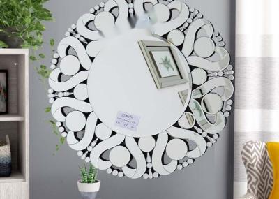 China Silver Colour Round Wall Mirror with Beveled Edge and Black Painted on MDF for sale