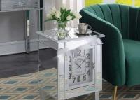 China Mirrored Surface Nightstand with Drawer and Cabinet - 29.7X29.7X59.9CM Modern Silver Bedside Table for sale