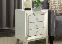 China Mirrored Surface Nightstand with Drawer and Cabinet - 29.7X29.7X59.9CM Modern Silver Bedside Table for sale