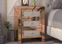 China Mirrored Surface Nightstand with Drawer and Cabinet - 29.7X29.7X59.9CM Modern Silver Bedside Table for sale