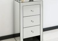 China Mirrored Surface Nightstand with Drawer and Cabinet - 29.7X29.7X59.9CM Modern Silver Bedside Table for sale
