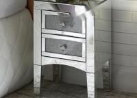 China Mirrored Surface Nightstand with Drawer and Cabinet - 29.7X29.7X59.9CM Modern Silver Bedside Table for sale
