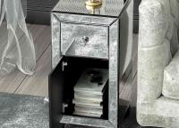 China Mirrored Surface Nightstand with Drawer and Cabinet - 29.7X29.7X59.9CM Modern Silver Bedside Table for sale