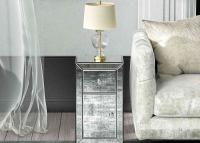 China Mirrored Surface Nightstand with Drawer and Cabinet - 29.7X29.7X59.9CM Modern Silver Bedside Table for sale