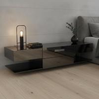China Black Mirror Surface Bedside Table with Crushed Diamond Inlay and Three Spacious Drawers for sale