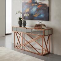 China Mirrored Surface Copper Color Console Table with Crushed Diamond Inlay 120X35X79CM for sale