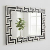 China Bone Inlay Black and White Decorative Wall Mirror 90x60cm for sale