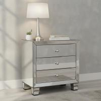 China Nowles Mirrored Nightstand with Crushed Diamond Detailing and 145X35X59.5CM Dimensions for sale