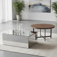China Mirrored Top Coffee Table with Faux Gems Inlay and Rectangular Design for Living Room for sale