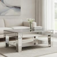 China Noralie Mirrored Finish Coffee Table with Faux Diamonds Inlay 96X96X46CM for sale