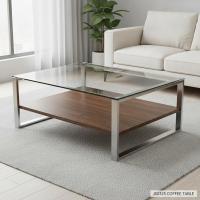 China JS0325 12mm Big Crushed Diamond Silver Mirror Coffee Table with MDF + Mirror Material and 80X80X46CM Size for sale